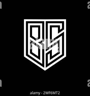 BS Letter Logo monogram shield geometric line inside shield style ...