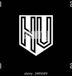 HV Letter Logo monogram shield geometric line inside shield isolated ...