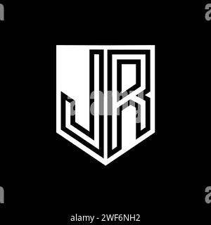 JR Letter Logo monogram shield geometric line inside shield isolated ...