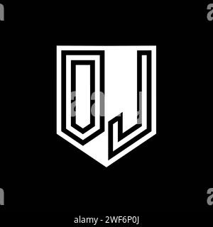 OJ Letter Logo monogram shield geometric line inside shield isolated ...