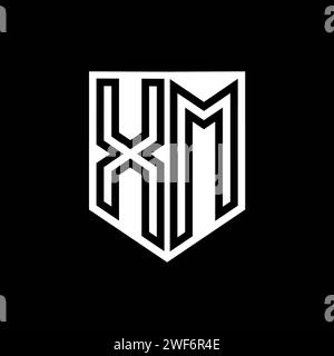 XM Letter Logo monogram shield geometric line inside shield isolated ...
