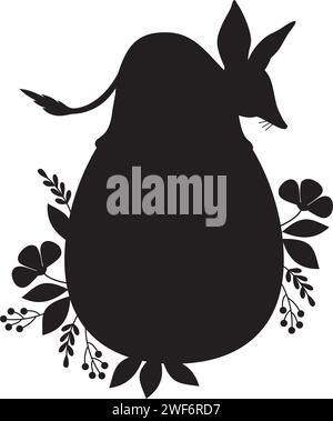 Silhouette Australian animal bilby with Easter eggs. Black hand drawing ...