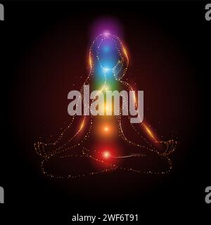 Particles of female figure meditating, vector illustration Stock Vector ...