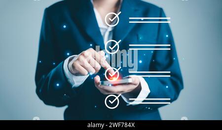 Business checking quality assurance QA or QC management. Service ...