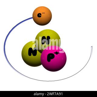 Digital illustration. 3d spheres with electrons, neutrons and protons ...