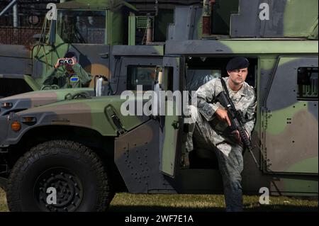 Military police officers secure tactical vehicles on base Stock Photo ...