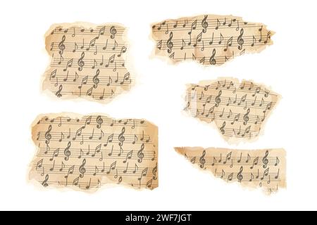 Parchment piece of paper with old music melody, song scrapbook sheet ...