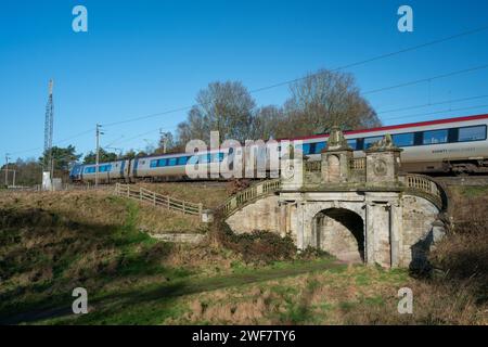 COLWICH, STAFFORDSHIRE, ENGLAND. JANUARY 2024. EWS locomotive train ...