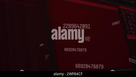 Image of numbers changing and data processing on computer screens Stock ...
