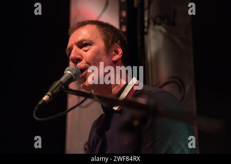 Clint Boon on keyboards and backing vocals, singing at the Inspiral ...