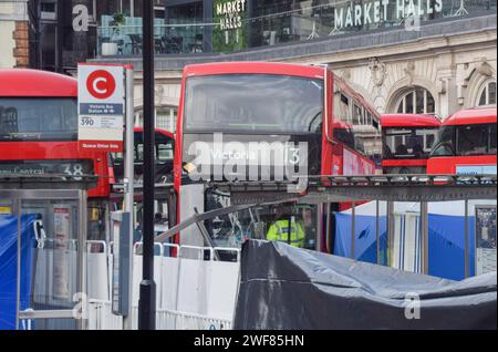 A double-decker bus crashed into a bus shelter in Stockholm on Friday ...
