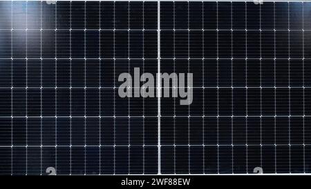 Clean solar panel silicon texture background. Flat surface of ...