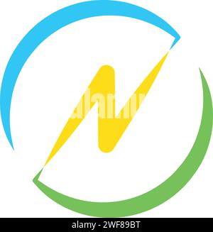 letter n thunder shape geometric logo vector Stock Vector Image & Art ...