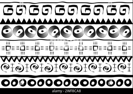 African ethnic background with geometric ornament and symbols Stock ...