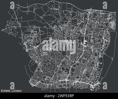 Street roads map of the BOROUGH OF ENFIELD, LONDON Stock Vector Image ...