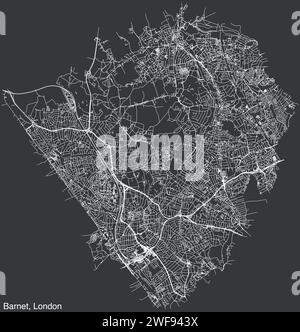 Street roads map of the BOROUGH OF BARNET, LONDON Stock Vector Image ...