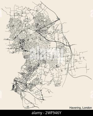 Street roads map of the BOROUGH OF HAVERING, LONDON Stock Vector Image ...