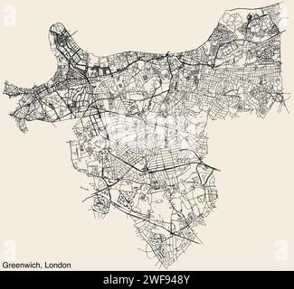 Street roads map of the BOROUGH OF GREENWICH, LONDON Stock Vector Image ...