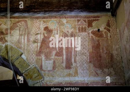 Hardham Church Saxon built with wall paintings from about 1100 AD ...