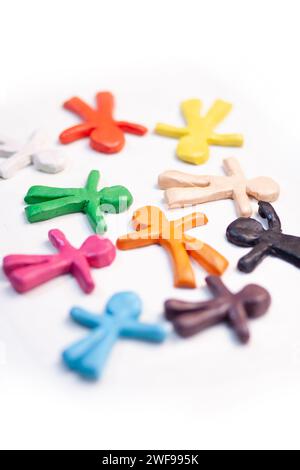 colorful clay people on white background Stock Photo - Alamy