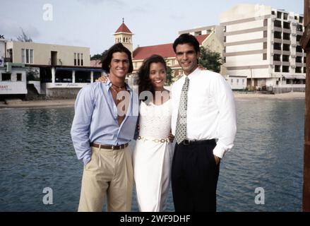 Michael McLafferty on set of the TV series TRADE WINDS, 1993. Photo ...