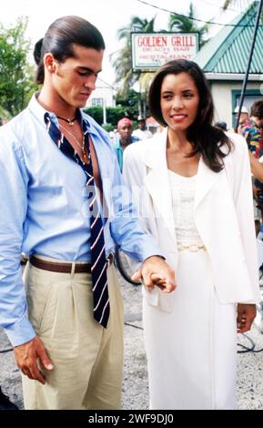 Michael McLafferty on set of the TV series TRADE WINDS, 1993. Photo ...