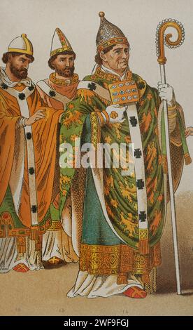 History of Italy. 1200. From left to right, 1: Dominican monk, 2 ...