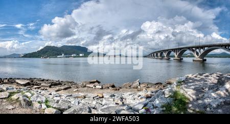 daytime scene activity around the concrete bridge Stock Photo - Alamy