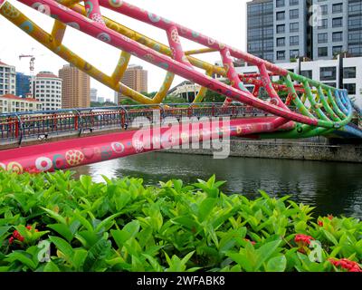 The Alkaff Bridge, also known as the 'bridge of art' over the Singapore ...