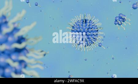 3d rendering of reverse micelles are used for the selective separation ...