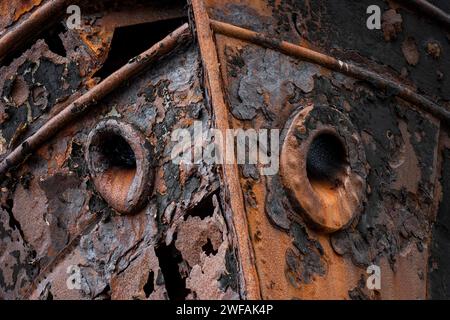 Rusty ship, shipwreck, abandoned herring factory Djupavik ...