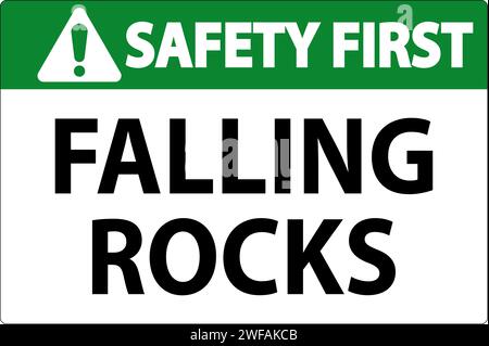 Safety First Sign, Falling Rocks Stock Vector Image & Art - Alamy