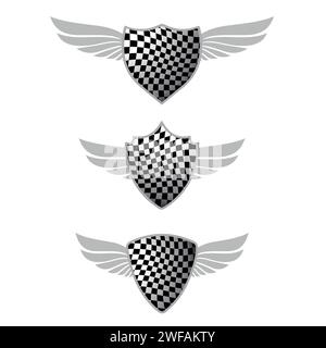 Checkered flag shields set Stock Vector Image & Art - Alamy