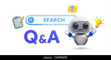 3d knowledge search, AI-powered chat bot, question and answer banner ...