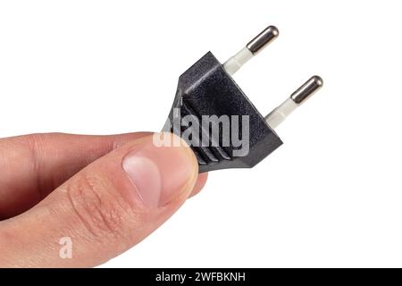 Four different black power plugs isolated on white background Stock ...