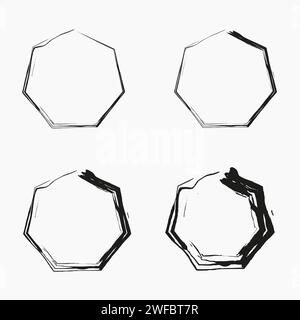 Empty and filled black heptagon icon. Geometric figure. Simple outline ...