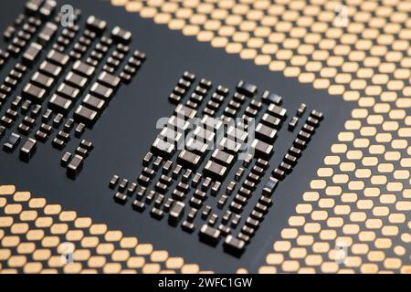 cpu gold pins microchip processor computer component technology. Macro photography Central ...
