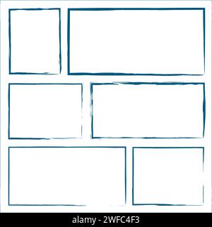 Outline of a jagged rectangle. A set of rectangular borders with a ...