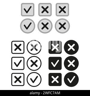check marks icons. Exam checklist icon. Question mark isolated. Vector ...