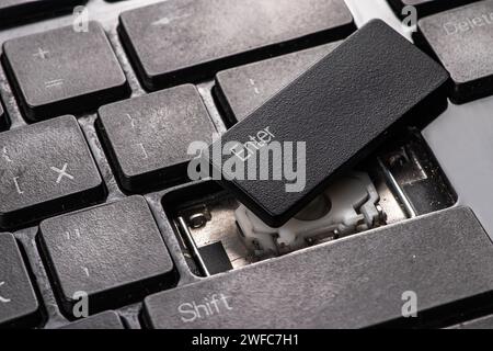 A broken old laptop keyboard close up Stock Photo - Alamy