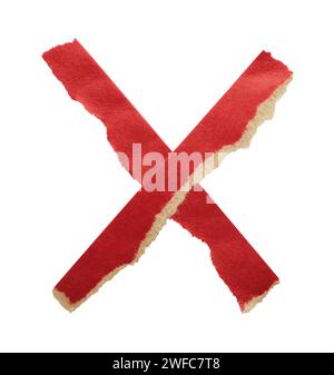 Adhesive red paper X shaped tape cut out on white background Stock ...