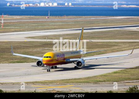 A DHL Airlines Boeing 767-323 seen leaving Marseille Provence airport ...