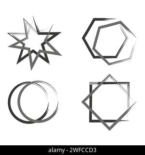 Line art shapes brush geometric. Brush texture. Hand drawn set. Vector ...