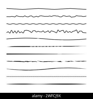Pen strike line. Strikethrough marker scribble. Pencil and brush stroke ...