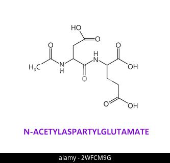Neurotransmitter, glutamic acid chemical formula and molecular structure, vector molecule ...