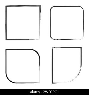 Hand drawn frames of squares. Vector illustration isolated on ...