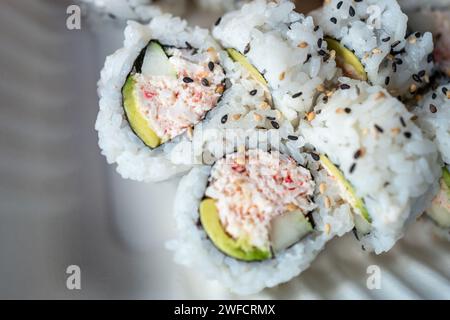 Close-up of takeout sushi rolls from Miso Phat Sushi, a popular sushi ...