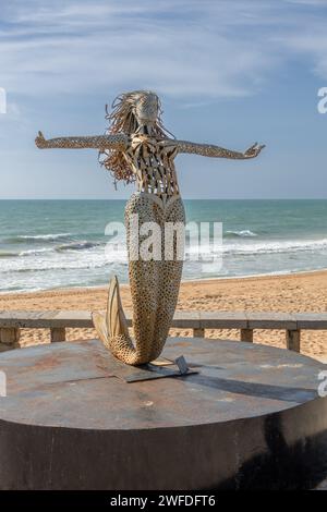 Metal Mermaid Sculpture At Praia do Inatel Beach In Albufeira Portugal ...