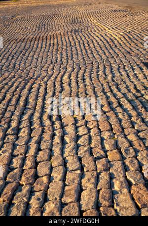 cobble lined bank along the Mississippi River in St. Louis, Missouri ...