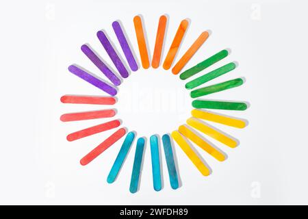 small wooden sticks for children arranged in a circle Stock Photo - Alamy